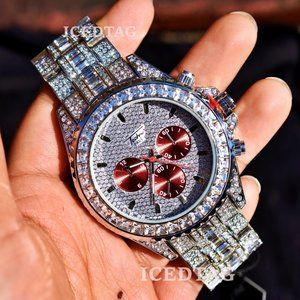 Accessories | Full Iced Out Red Face Stylish Heavy Hip Hop Watch | Poshmark